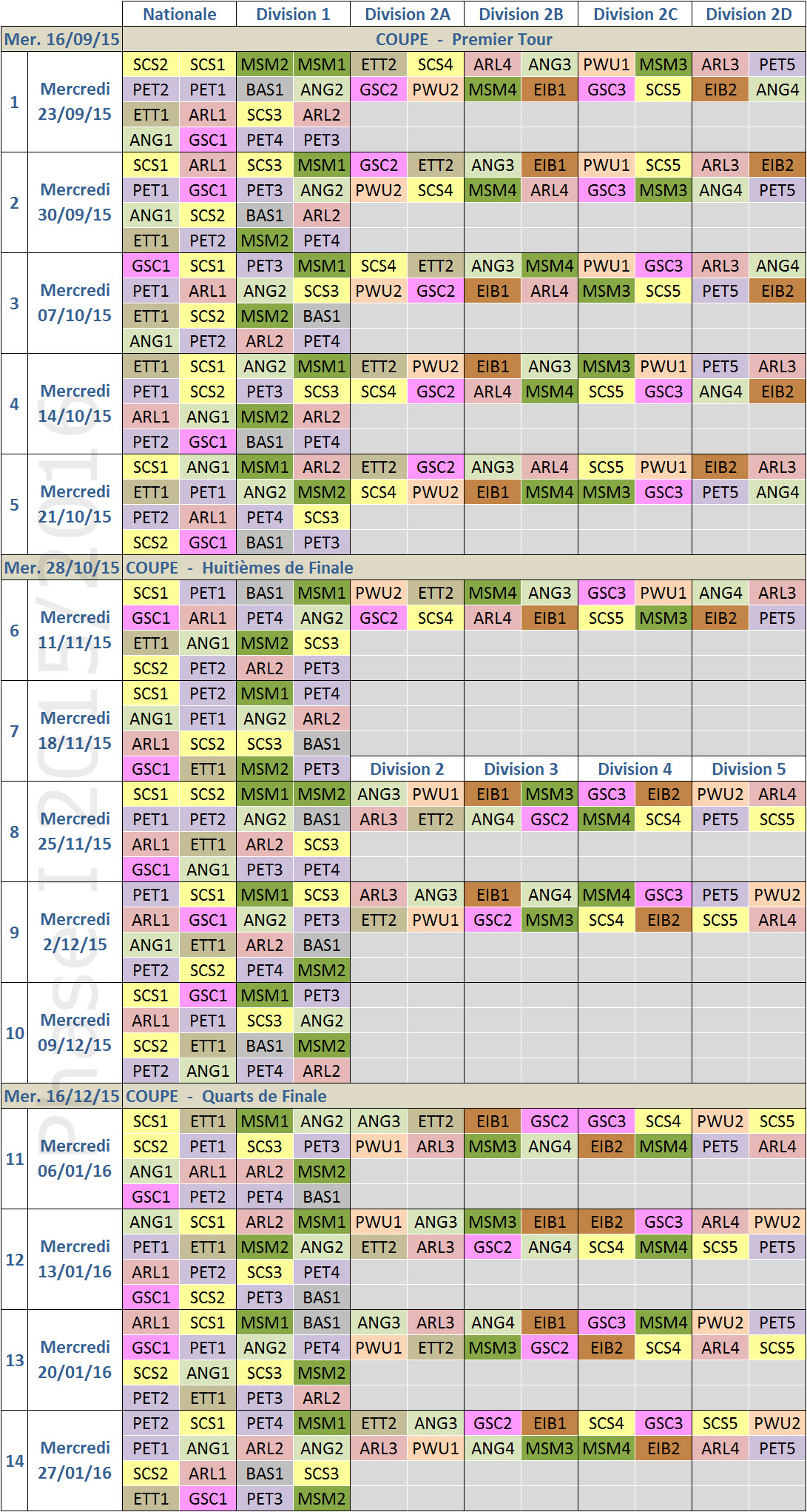 Teams championship Calendar 2015-2016 – Fédération de Squash ...
